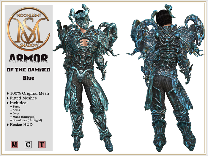 Second Life Marketplace - [MoonSha] Armor of the Damned - Male - Blue ...